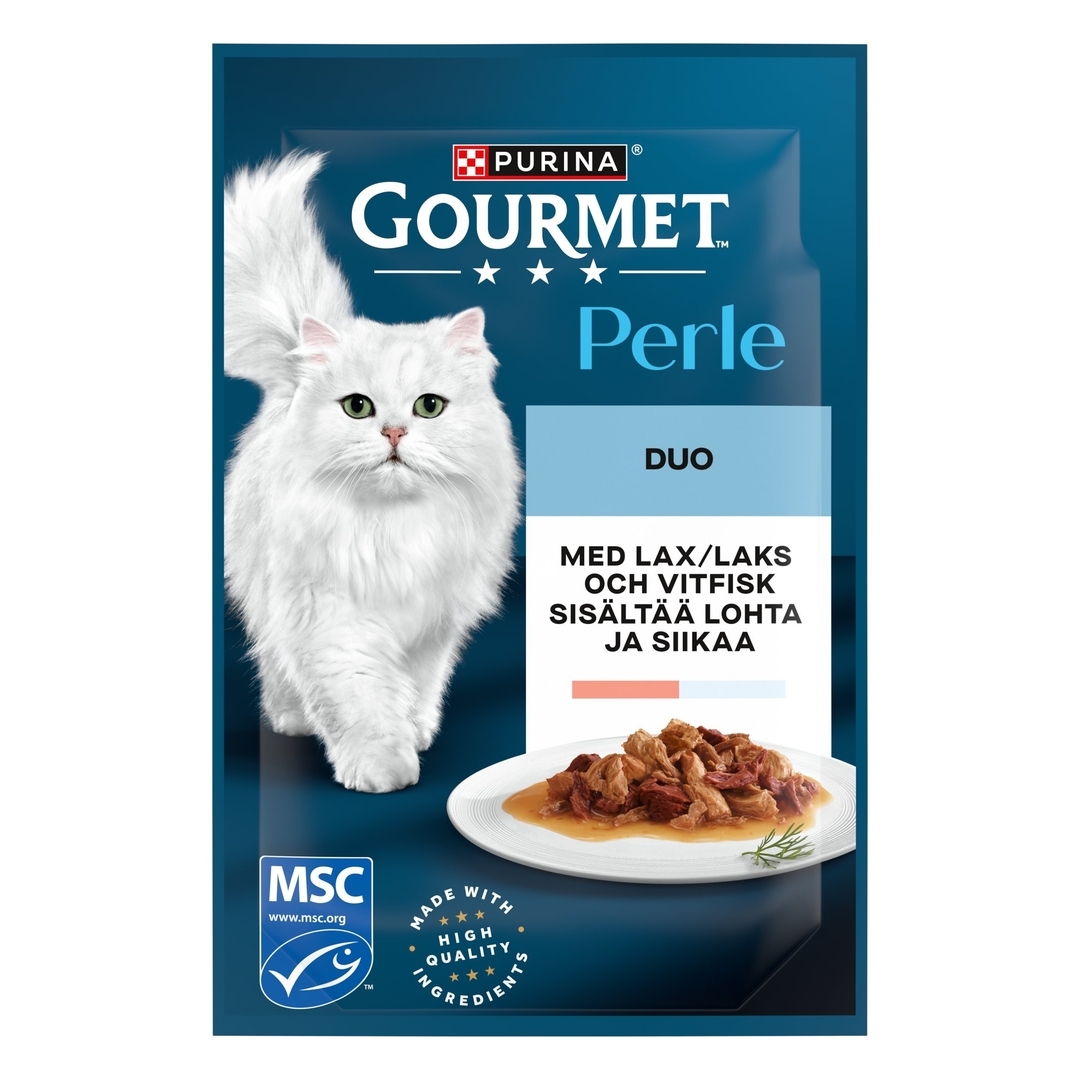 GOURMET® Perle Minifiléer i sås med Lax & Vitfisk | Purina SE